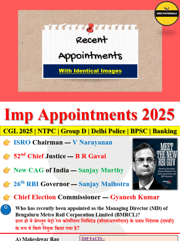 Appointments 2025 (July Updated) | PDF | Government Of India