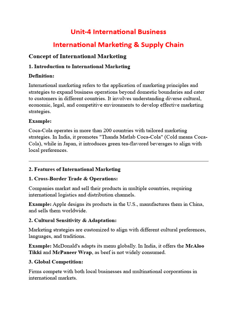 Unit-4 International Business | PDF | Supply Chain | Logistics