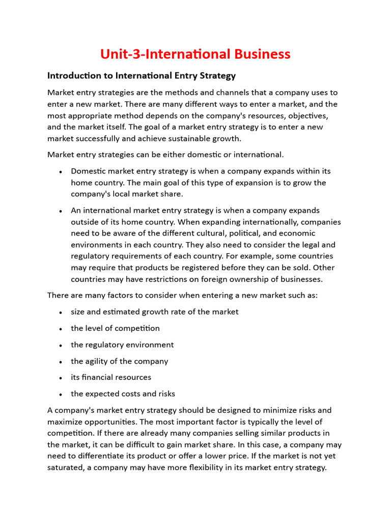 Unit-3 International Business | PDF | Franchising | License