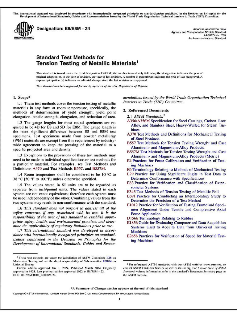 Astm E8m-24 | PDF