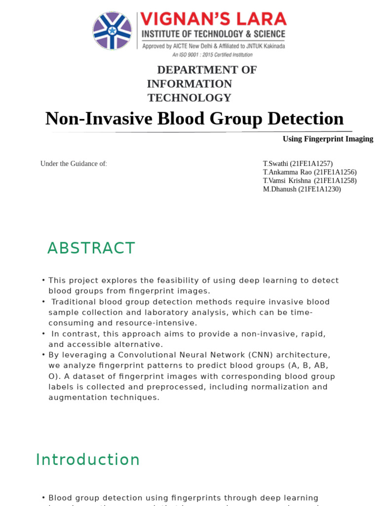 Final Non Invasive Blood Group Detection | PDF