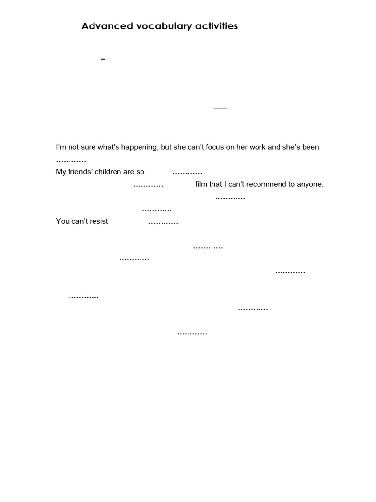 Advanced Vocabulary Activities S | PDF | Phrase | Linguistics