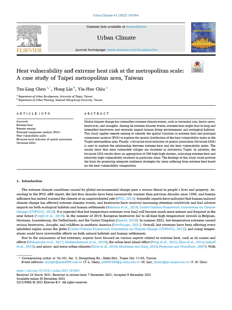 Extreme Heat Vulnerability in Taipei | PDF | Principal Component Analysis