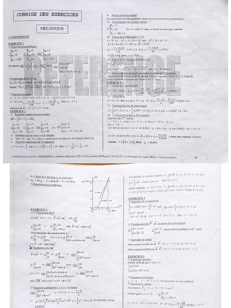 Document PC Corrigés Tle C&D | PDF