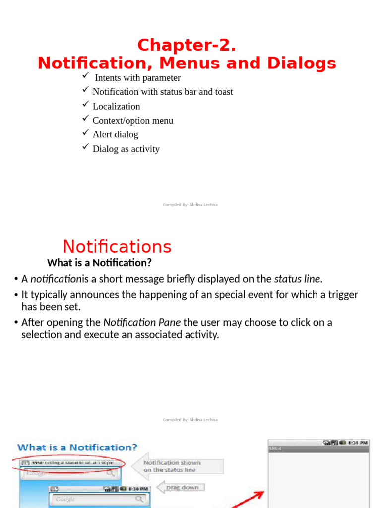 Chapter - 2. Notification, Menus and Dialogs | PDF | Menu (Computing ...