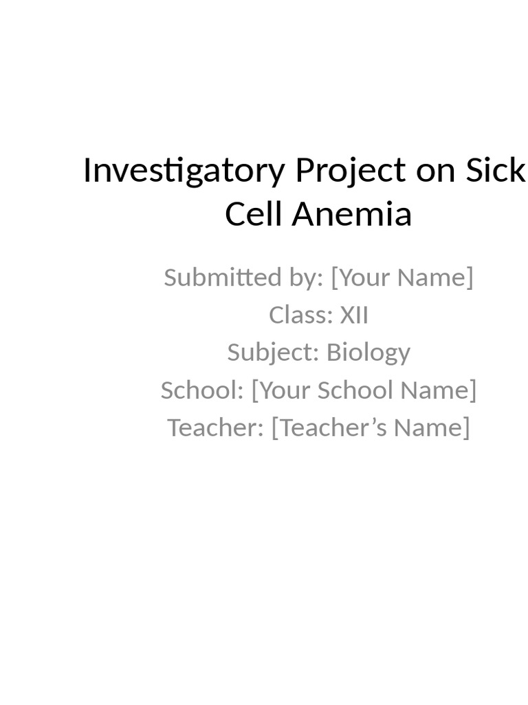 Sickle Cell Anemia: Genetics and Impact | PDF