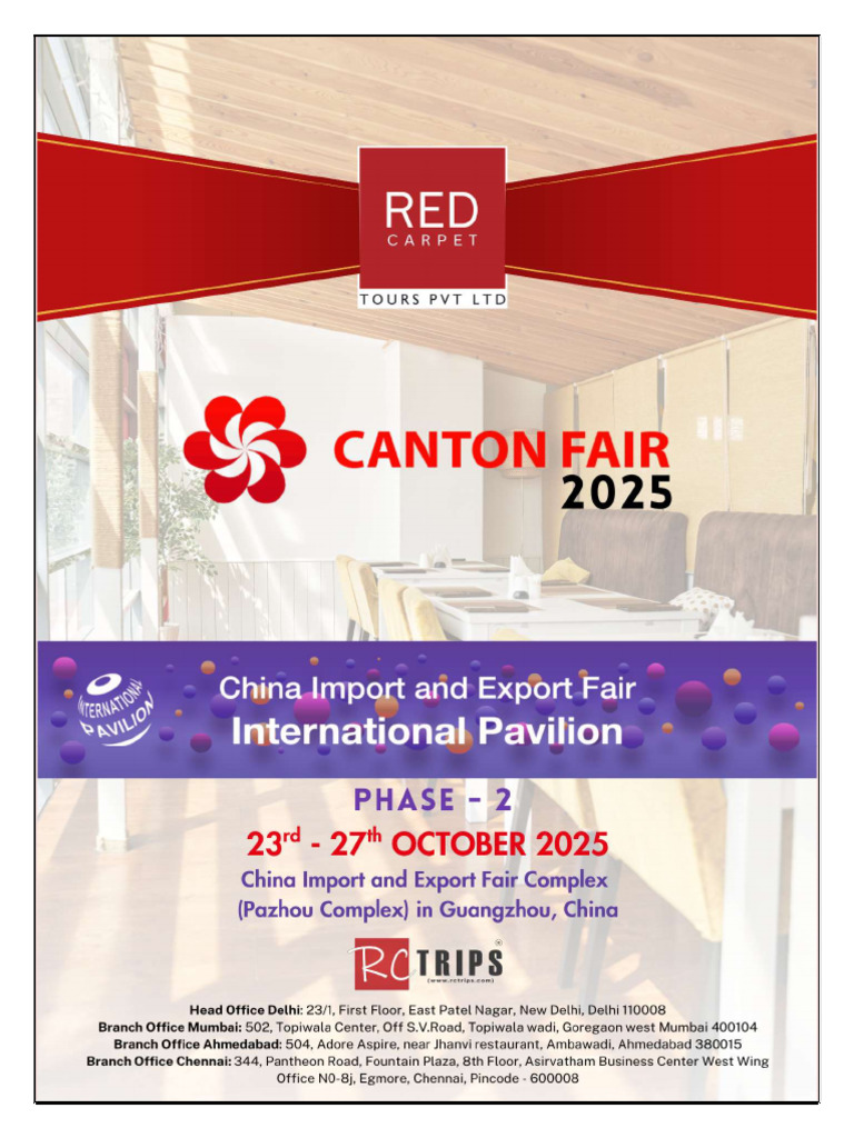 Canton Fair 2025 Travel Package Details | PDF | Travel Visa | Textiles