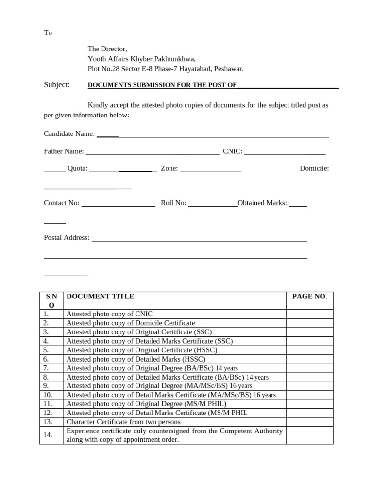 Youth Affair Documents Submission Form | PDF