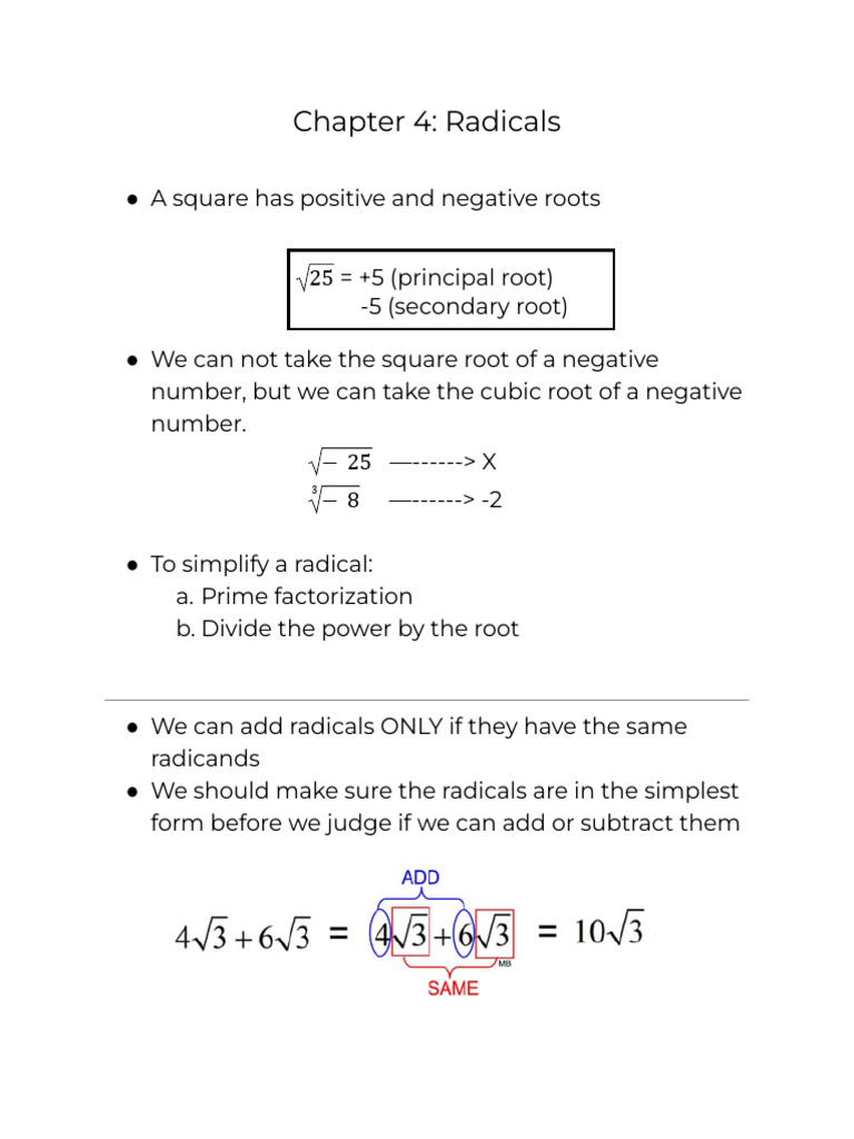Chapter 4 Radicals | PDF