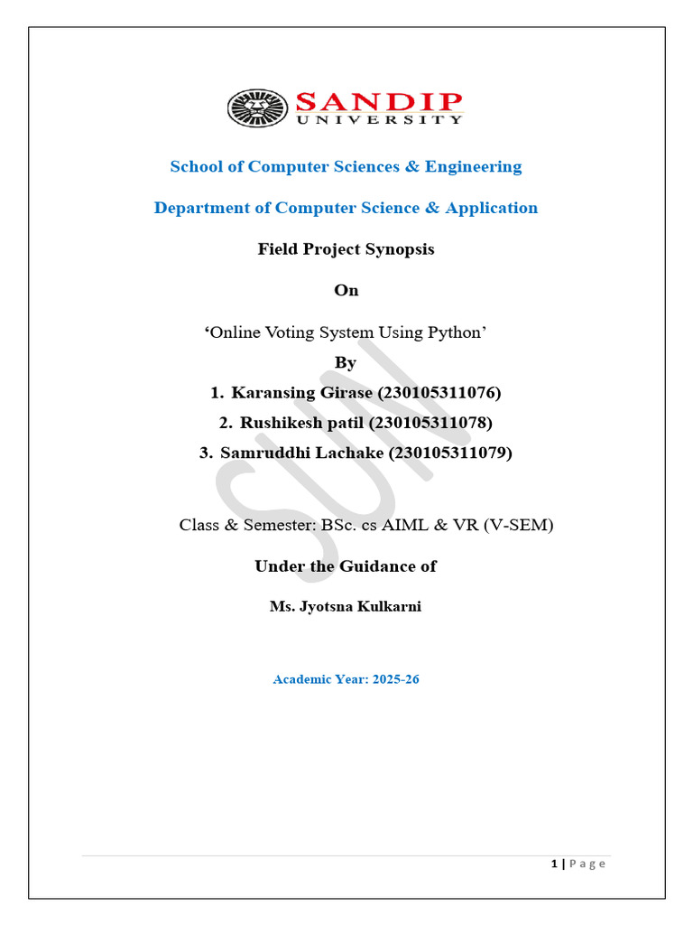 Sample Synopsis Format (111111111) | PDF | Electronic Voting | Password