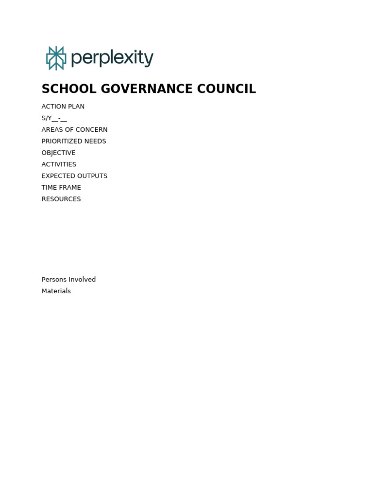 School Governance Council Action Plan | PDF | Chess | Chess Theory