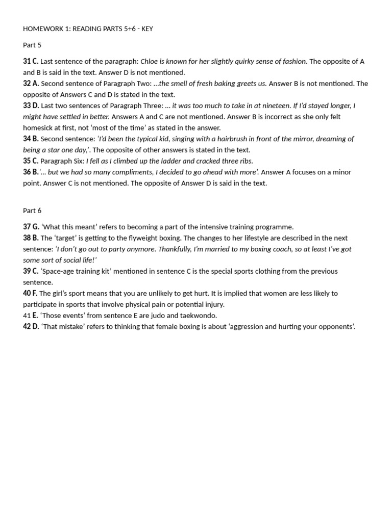 Homework 1: Reading Parts 5 & 6 Answers | PDF