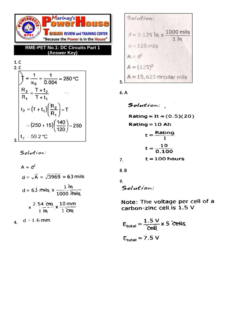 PET-RME - DC Circuits Part 1 (Instructors Copy) | PDF