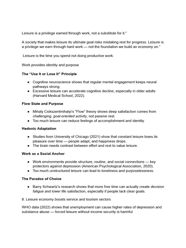 The Dangers of Prioritizing Leisure Over Work | PDF | Happiness | Poverty