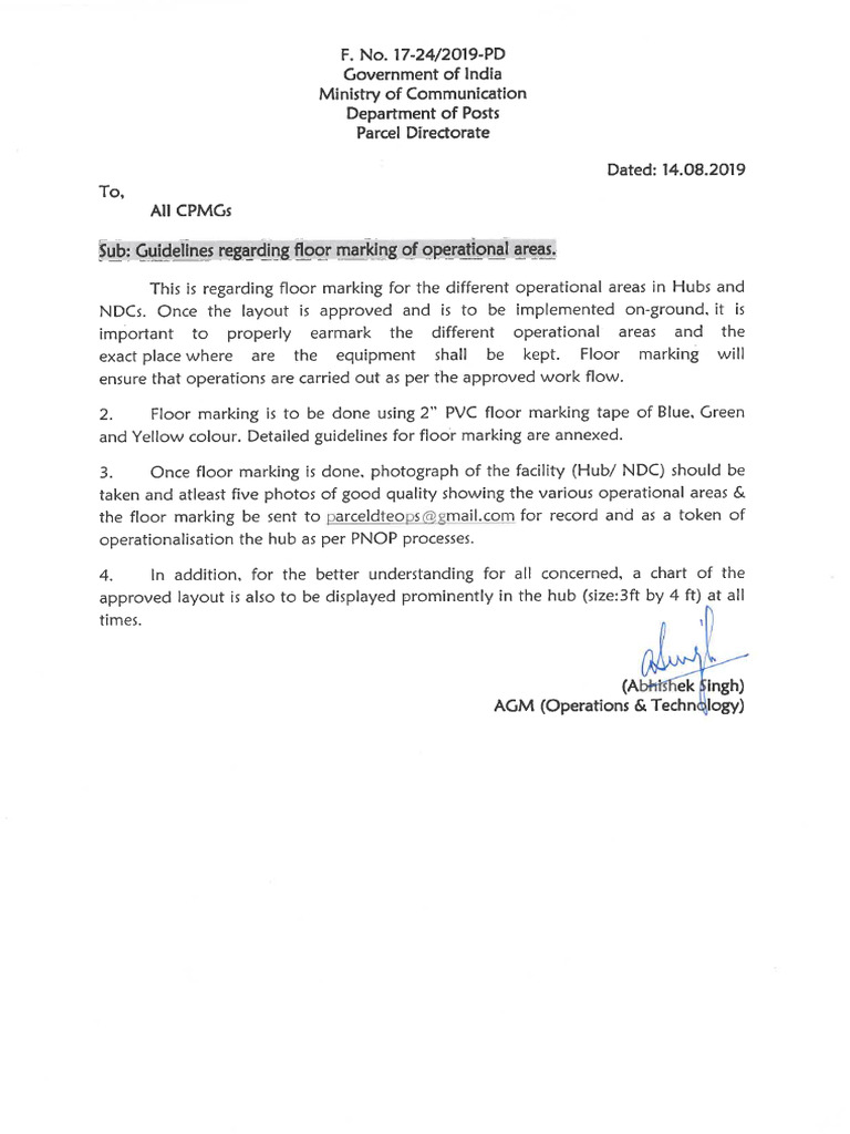 Annexure IV - Parcel - Guidelines Regarding Floor Marking of ...