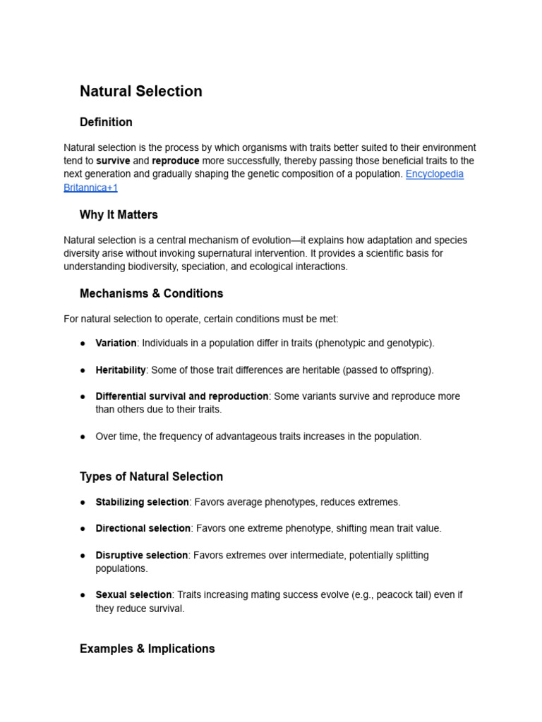 Understanding Natural Selection Mechanisms | PDF