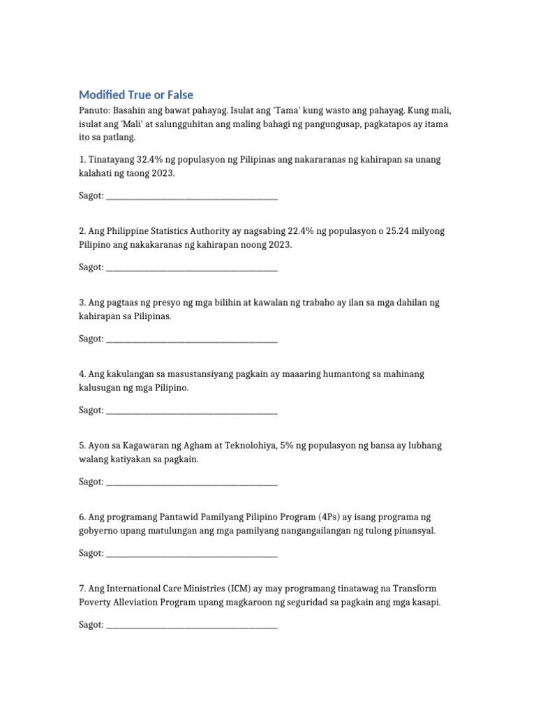 Modified True or False Q2W6 | PDF
