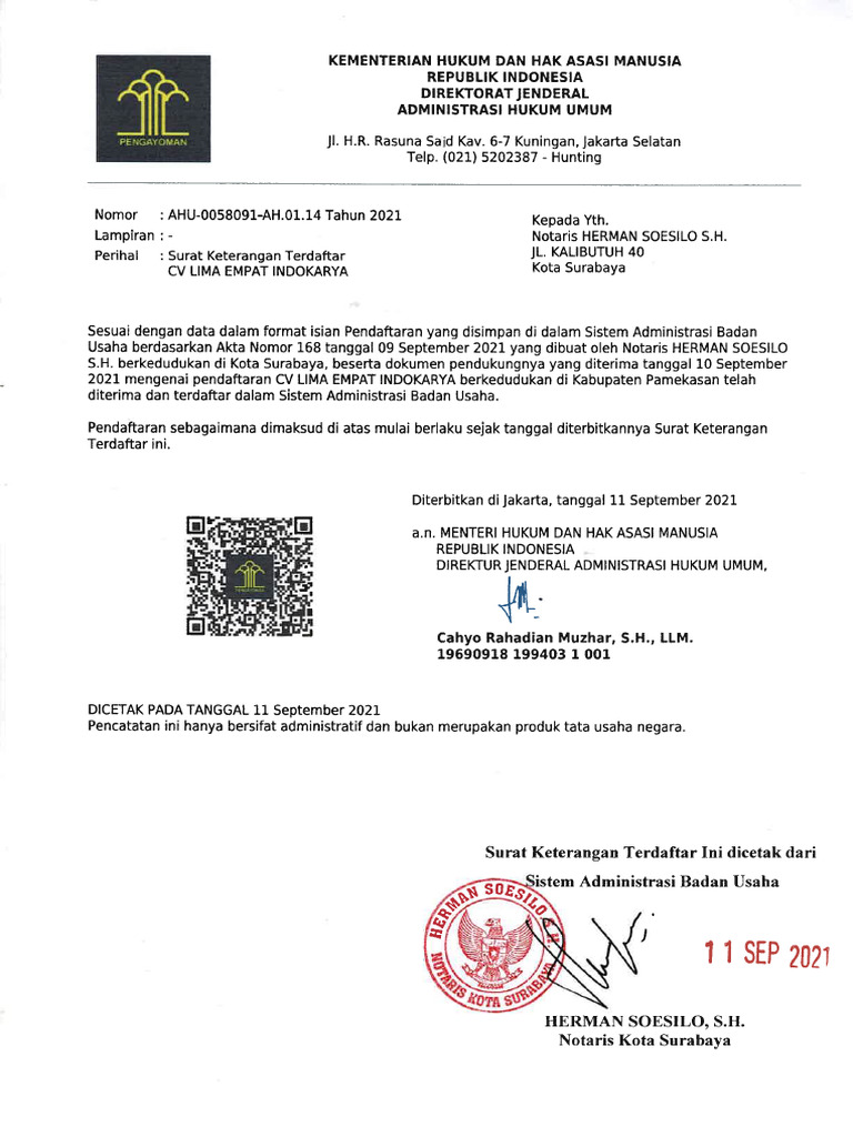 Akta SK Pendirian | PDF