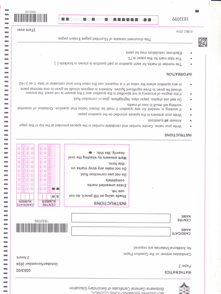 Bgcse Maths Pp2 2024 | PDF