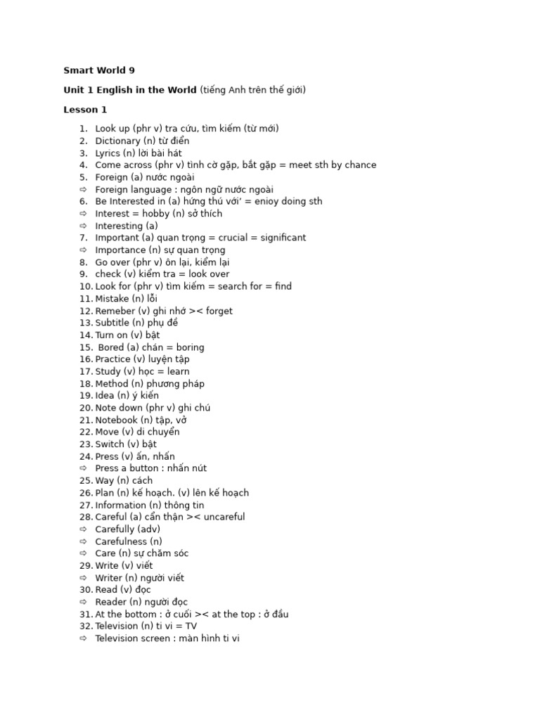 Smart World 9 UNIT 1 | PDF