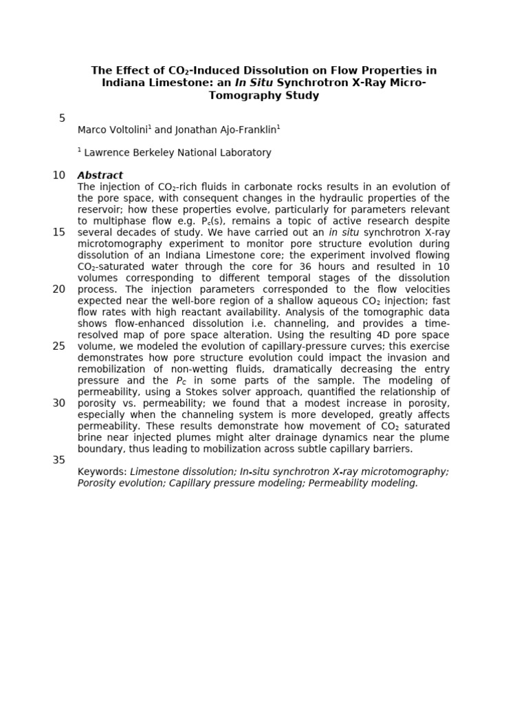 CO2 Dissolution Effects on Indiana Limestone | PDF | Porosity ...