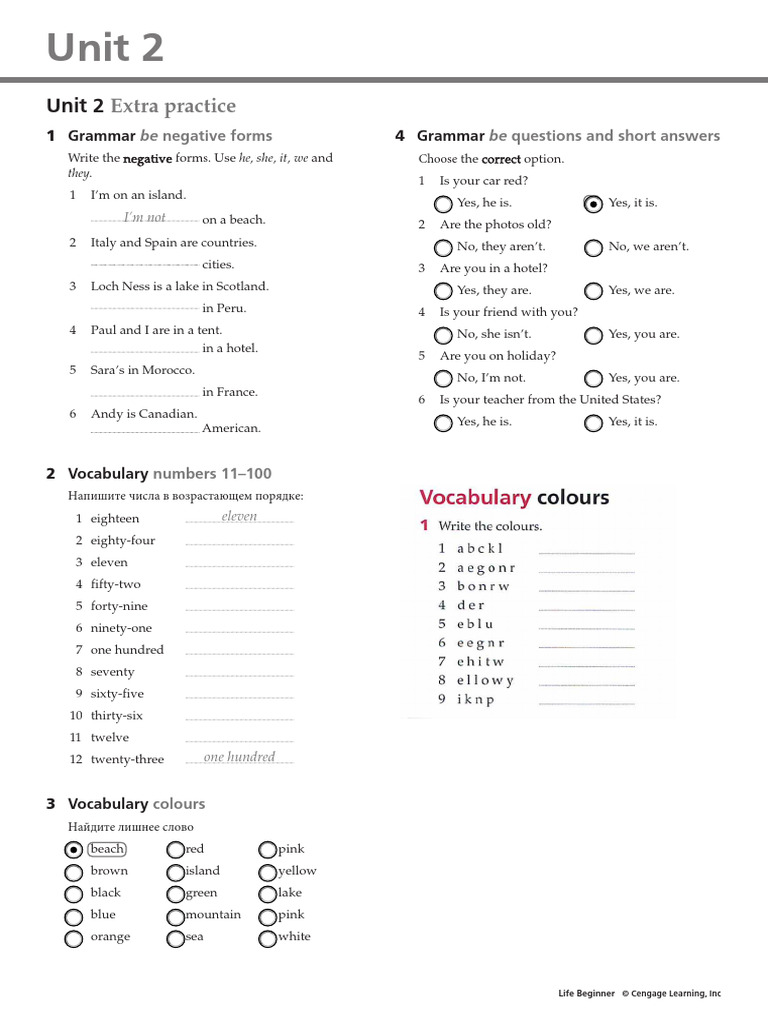 Unit 2 Grammar and Vocabulary Practice | PDF