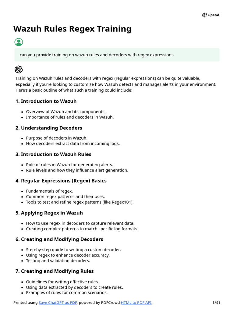 Wazuh Rules Regex Training | PDF | Regular Expression | Computer Security