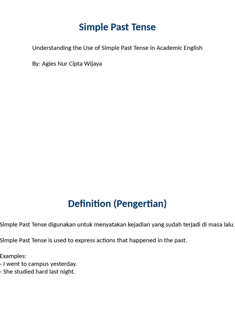 Understanding Simple Past Tense | PDF