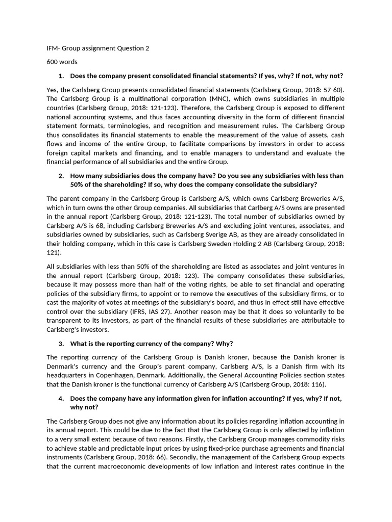 IFM-group Assignment Q2 | PDF | Inflation | Subsidiary