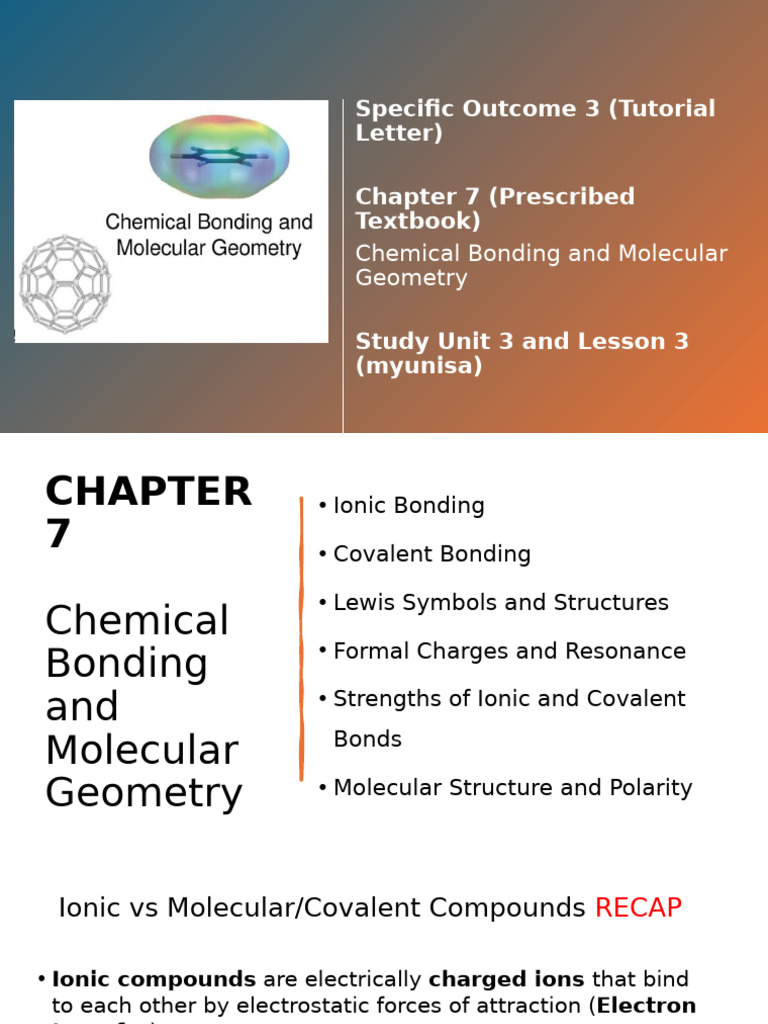 Specific Outcome 3 Chapter 7 Class 4 Chemical Bonding and Molecular ...