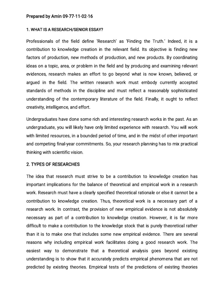 Guide to Writing a Research Essay | PDF | Empirical Evidence | Knowledge