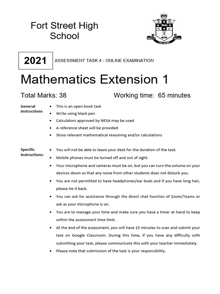 2021 Fort Street High School - X1 - Trial - Questions | PDF