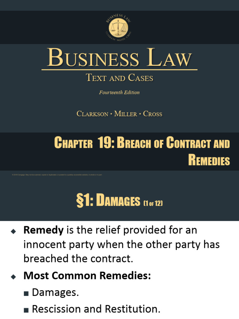 Clarkson14e - PPT - ch19 Breach of Contract and Remedies | PDF ...