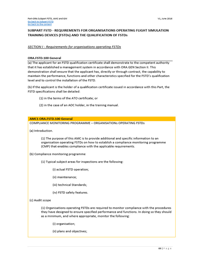 Part Ora FSTD | PDF | Audit | Regulatory Compliance