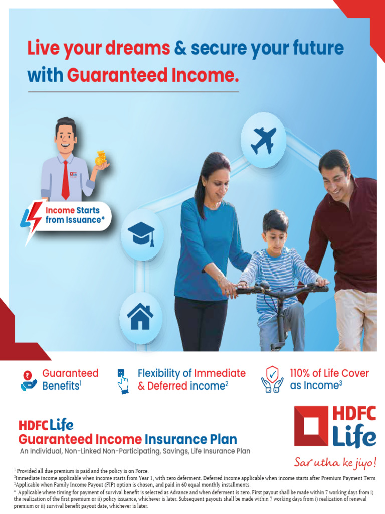 HDFC Life Guaranteed Income Plan Overview | PDF | Insurance | Life ...