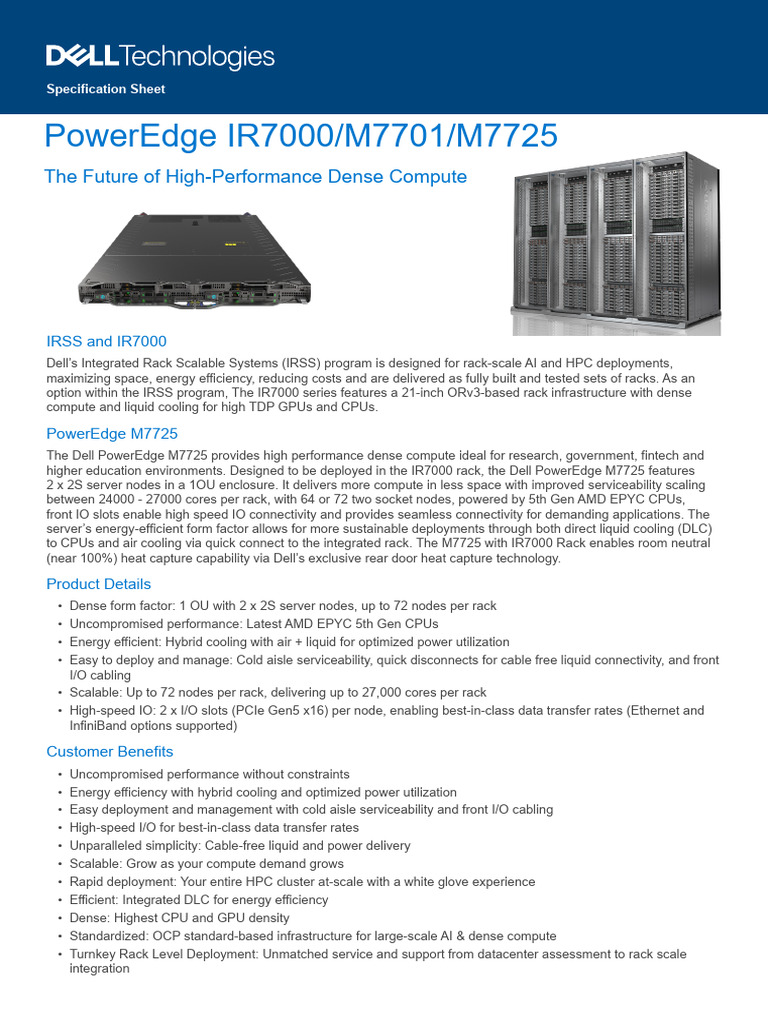 Dell PowerEdge IR7000 & M7725 Overview | PDF | Scalability | Computing