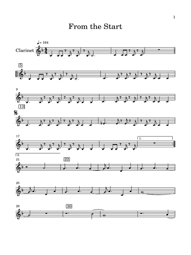 From The Start - Clarinet | PDF