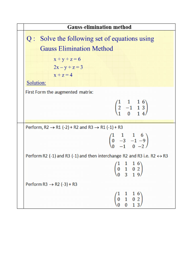Gauss Elimination Method | PDF | Mathematical Relations | Linear Algebra