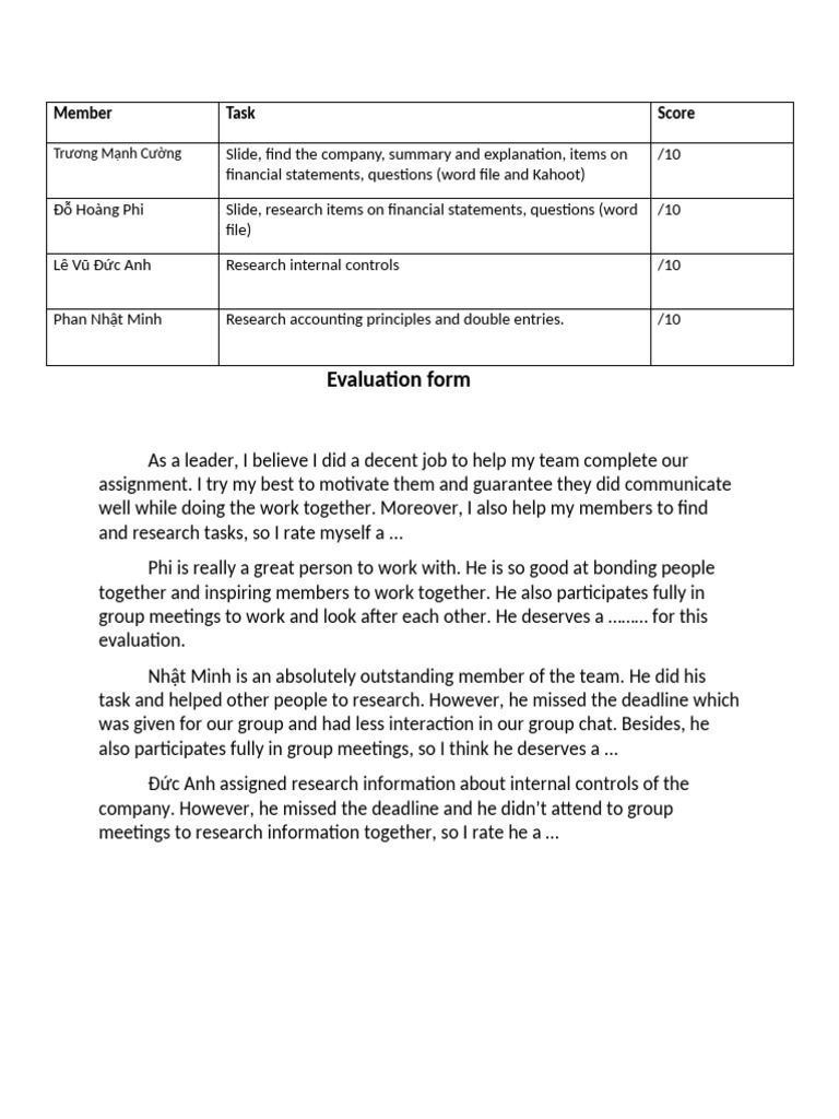 Evaluation Form | PDF
