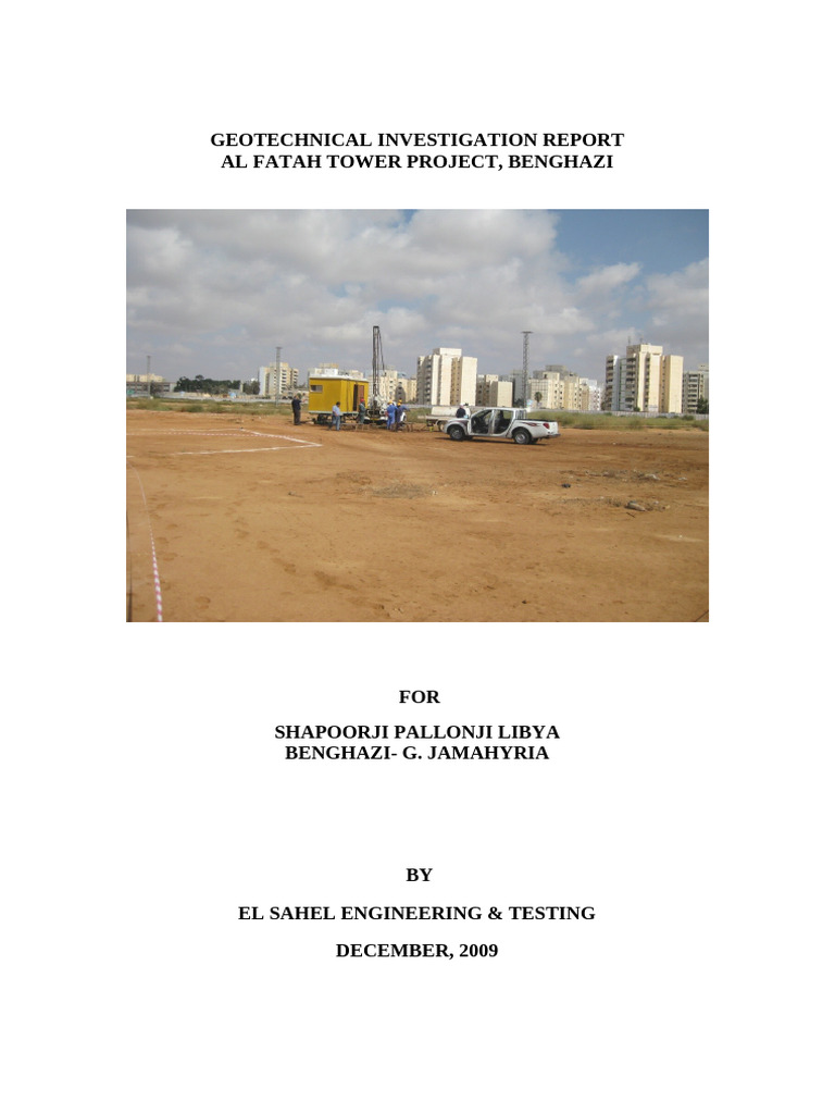 Initial Geotechnical Investigation Report Fatah Tower Project | PDF