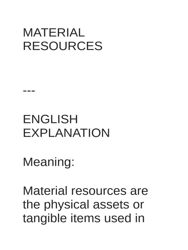 Material Resources | PDF