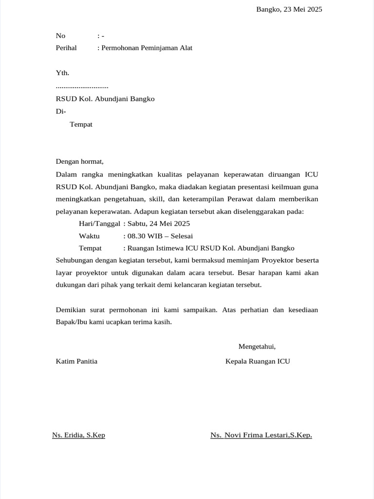 Permohonan Peminjaman Proyektor ICU | PDF
