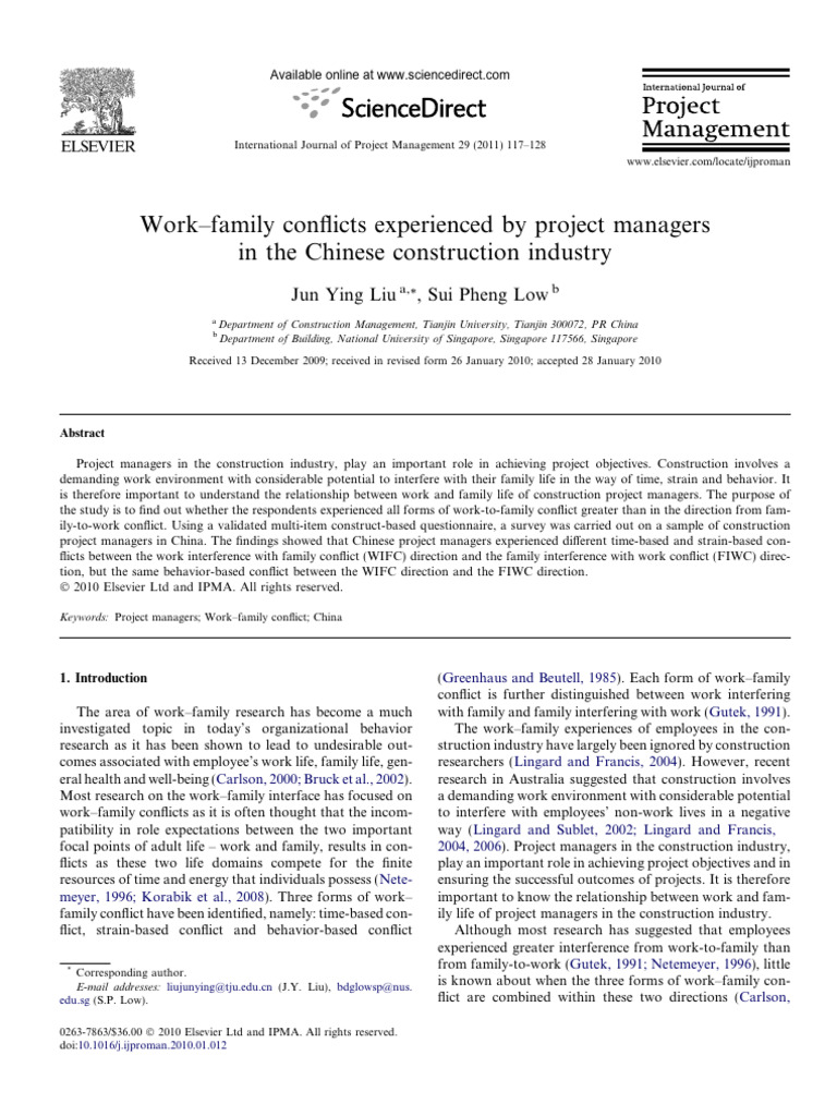 Work Family Conflicts Experienced by Project Man 2011 International ...