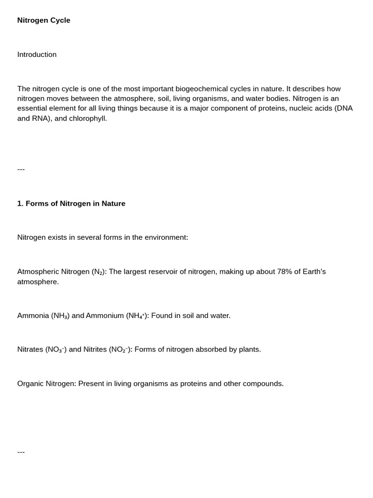 Understanding the Nitrogen Cycle | PDF | Nitrate | Nitrogen