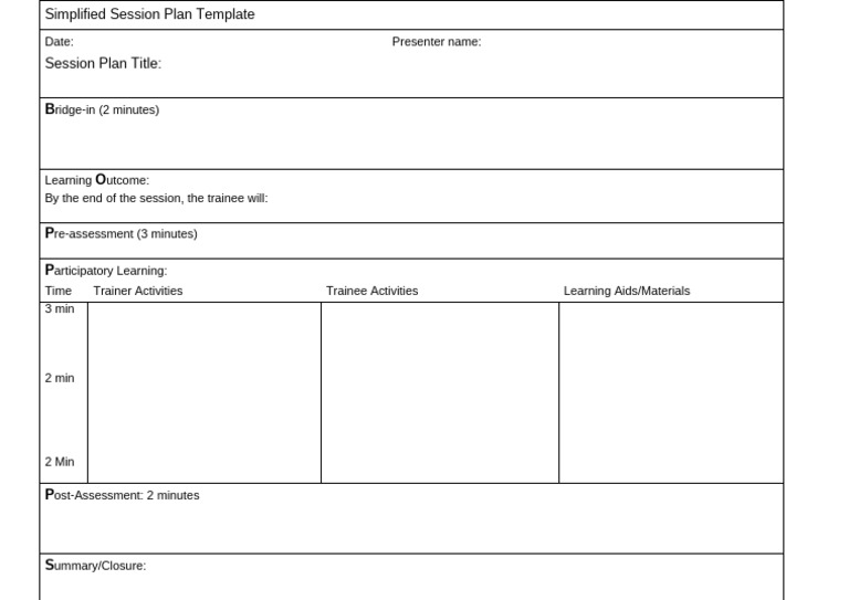 Sample Session Plan Template | PDF