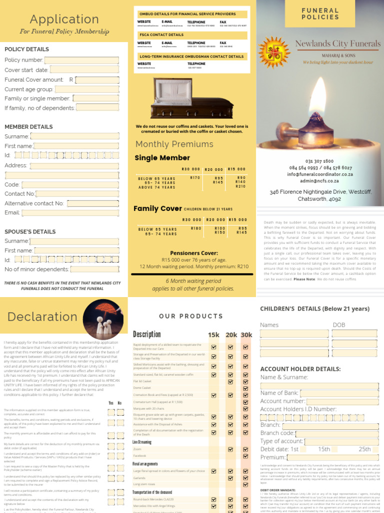 Funeral Policy Membership Details | PDF | Insurance | Banks