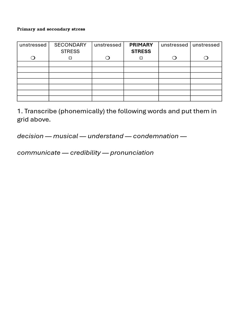 Primary and Secondary Stress | PDF