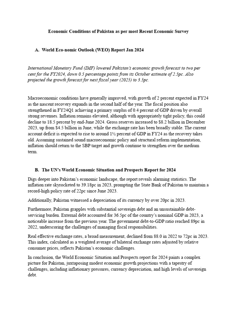Pakistan's Economic Outlook 2024 Analysis | PDF | Inflation | Gross ...