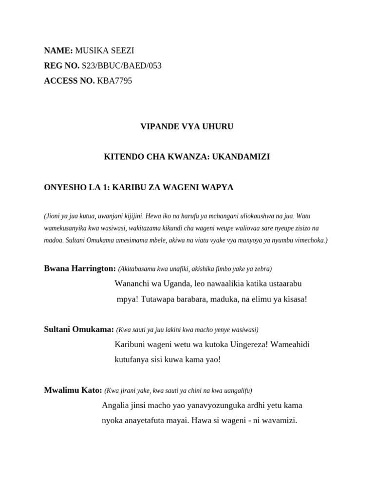 Vipande Vya Uhuru | PDF