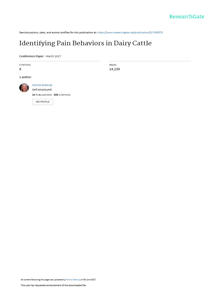 Identifying Pain in Dairy Cattle | PDF | Pain | Cattle